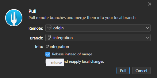 Pull without the `--rebase` switch · Issue #1407 · fork-dev/TrackerWin · GitHub