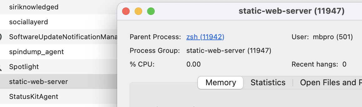MBP M1 12.2 - server process not closing when terminated since v 2.2 0 · Issue #83 · static-web ...