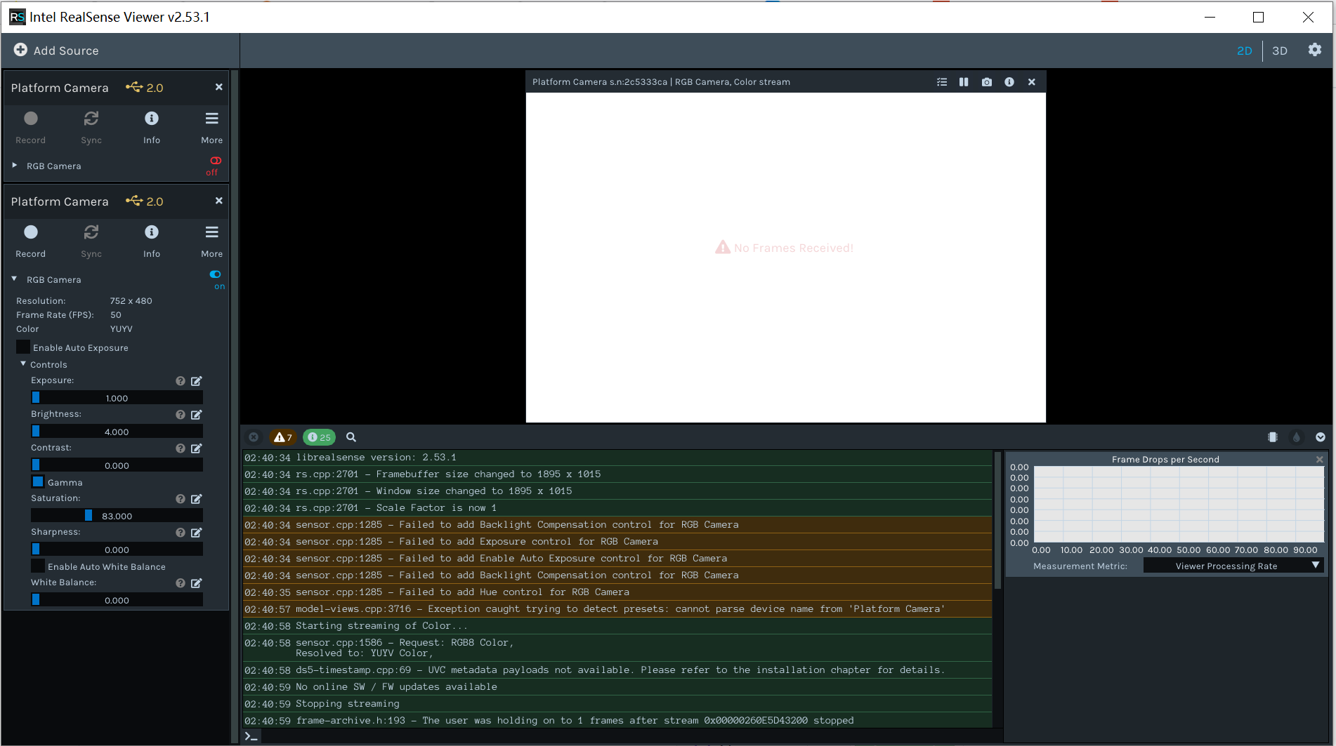 T261 camera shows "No Frames Received" · Issue #11846 · IntelRealSense ...