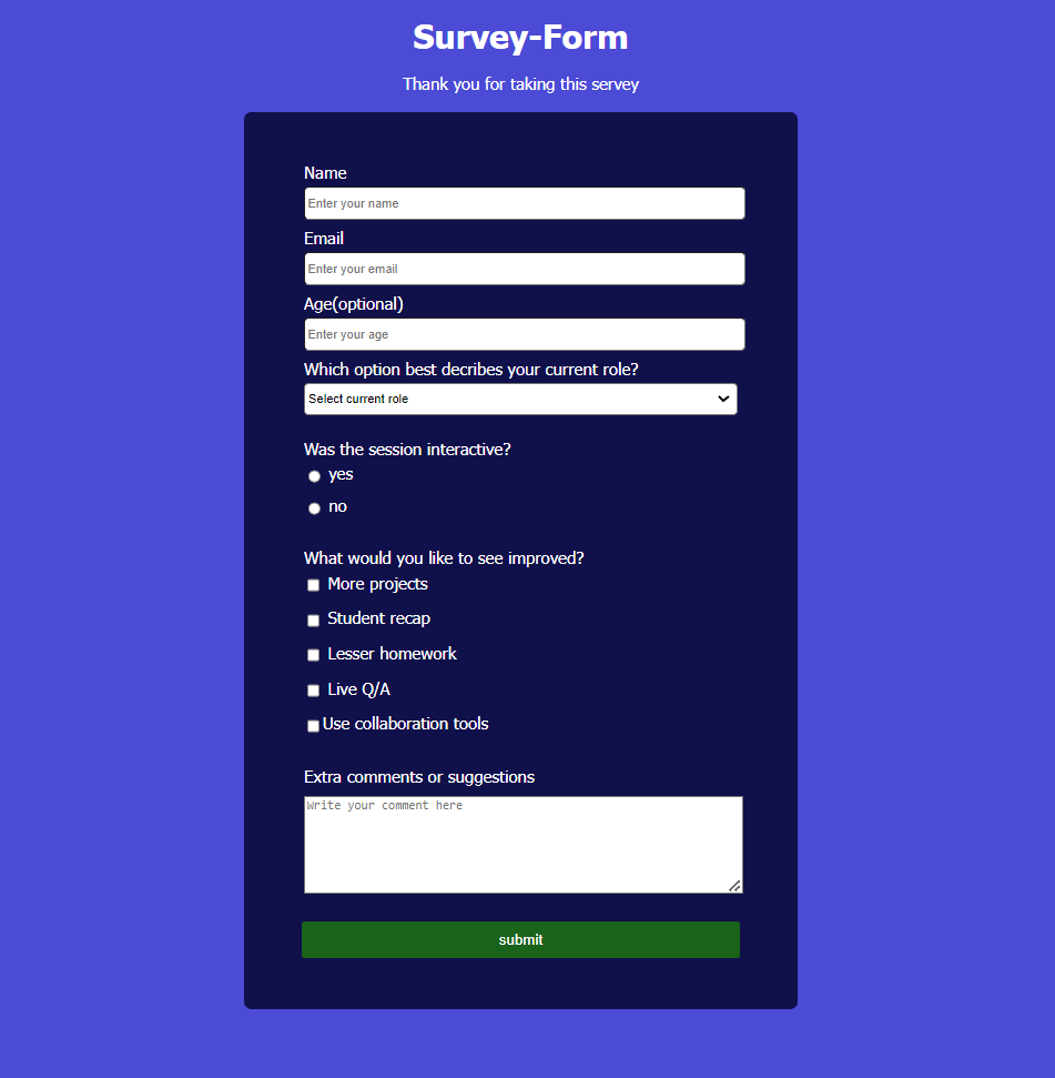 GitHub - Zareel/Survey-Form