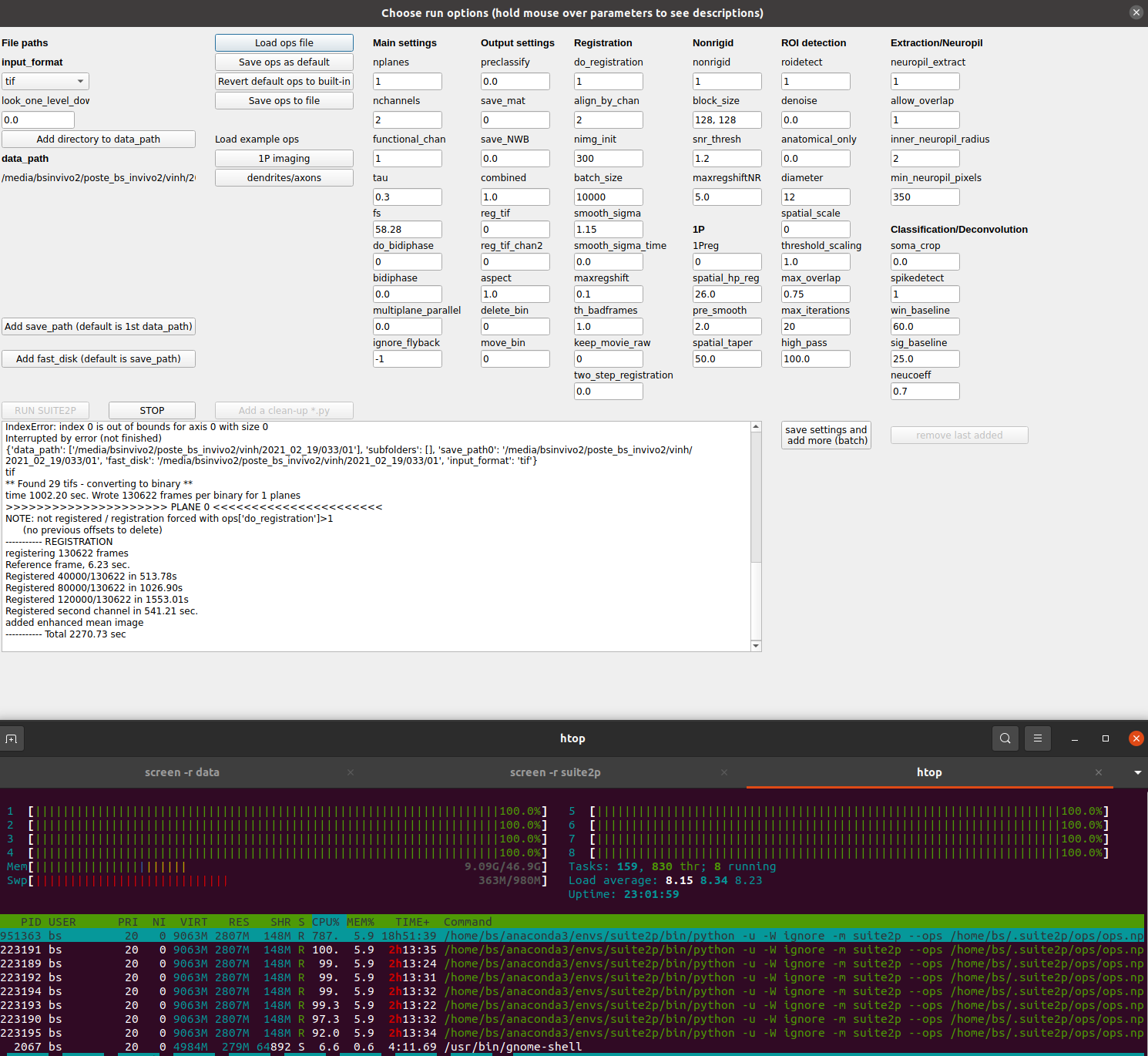 Image registration hanging in 0.9.3 with two channels · Issue #612 · MouseLand/suite2p · GitHub