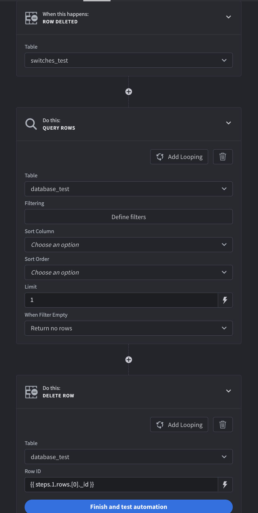 Problem With Delete Row Automatiuon With Budibase Db · Budibase