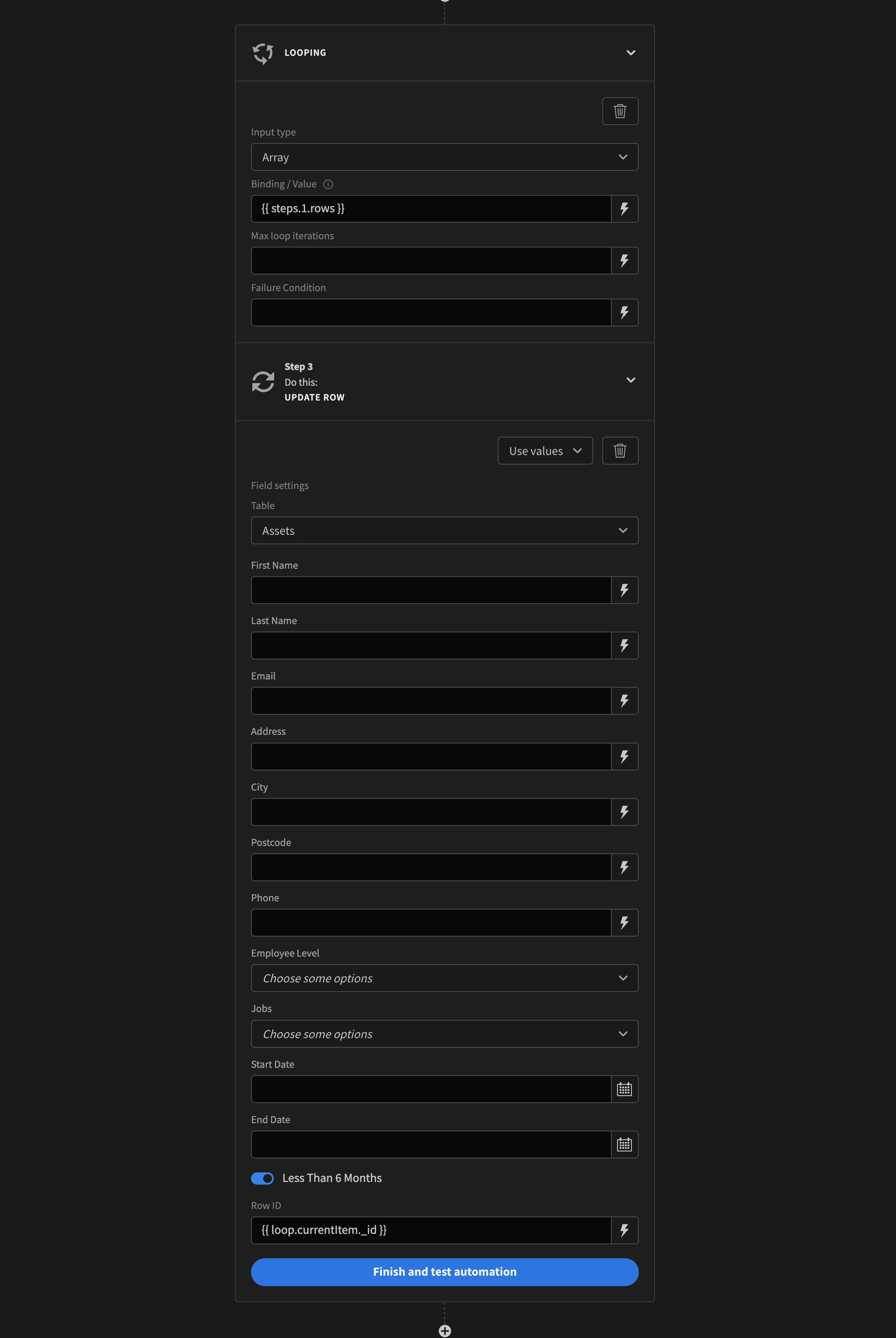 Update rows automation return with "invalid inputs" when fields are left blank · Budibase ...