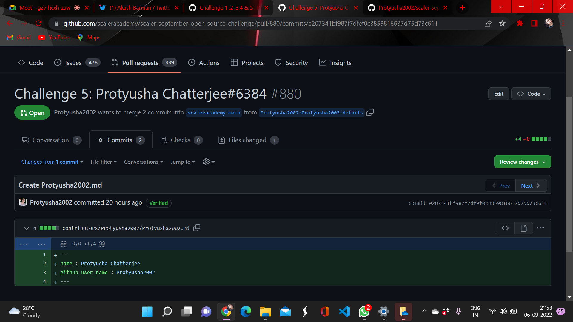 Challenge 1,2,3,4,5,6,7 ,8 & 9 : Protyusha Chatterjee#6384 · Issue #139 · scaleracademy/scaler ...
