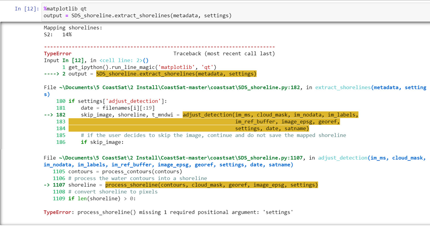 Errors When Adjust Detection · Issue 338 · Kvos Coastsat · Github