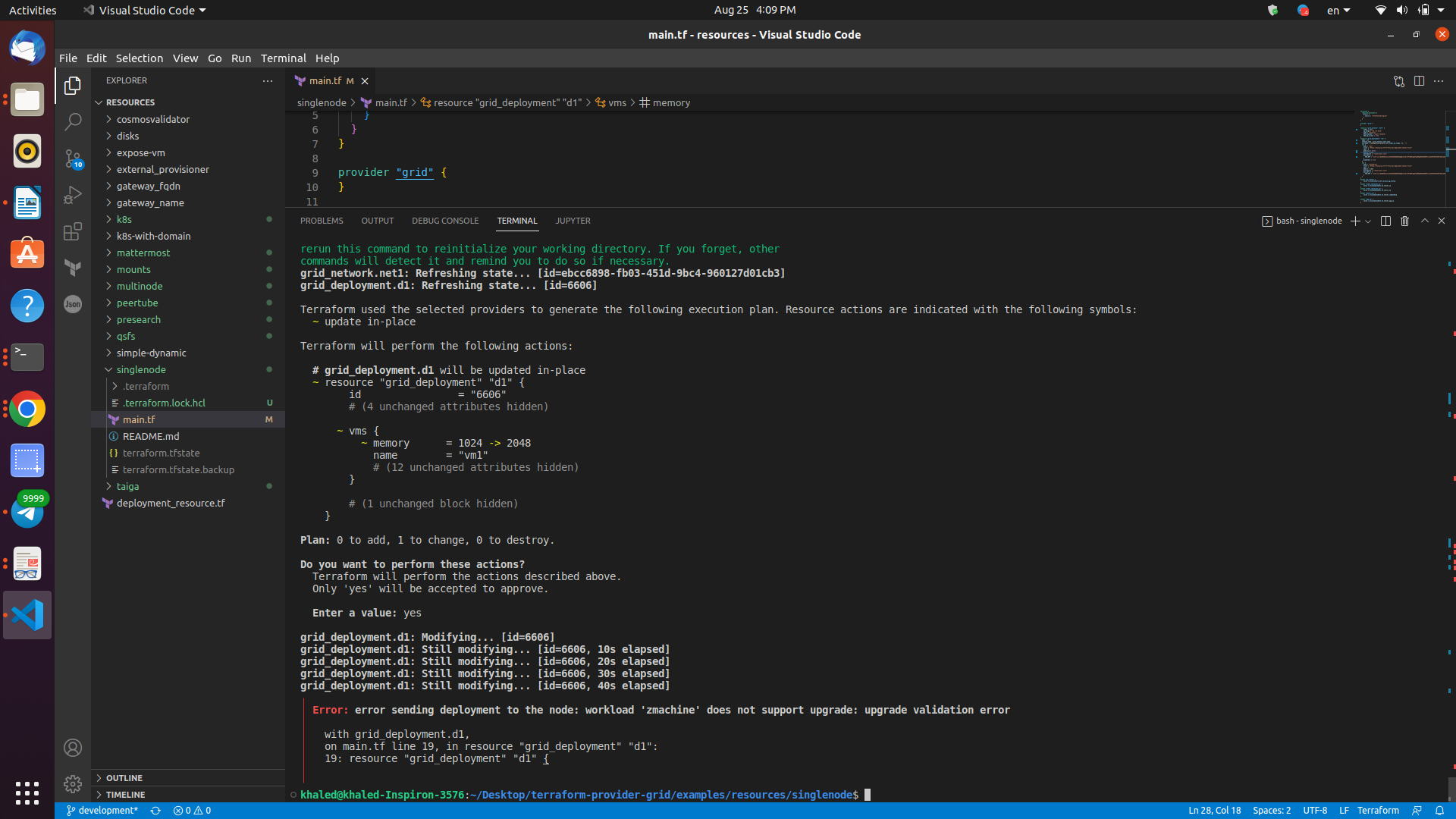 Terraform VMs disk upgrades not applying · Issue #261 · threefoldtech/terraform-provider-grid ...