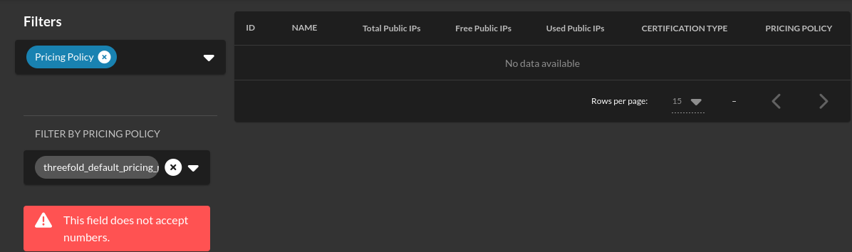 Filter Farms by Pricing Policy does not work · Issue #483 · threefoldtecharchive/tfgrid ...
