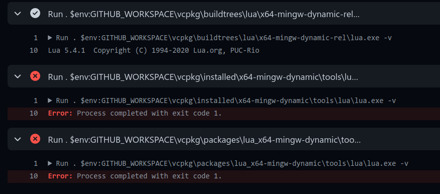 [lua:x64-mingw-dynamic] vcpkg-built lua.exe doesn't work · Issue #14667 · microsoft/vcpkg · GitHub