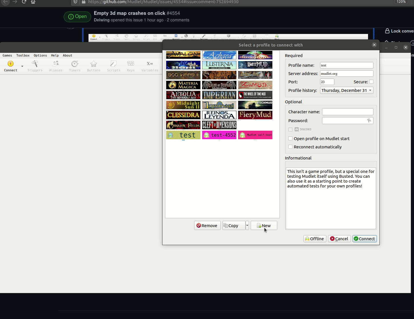 Empty 3d map crashes on click · Issue #4554 · Mudlet/Mudlet · GitHub