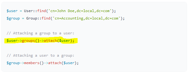 Incorrect command for attaching a group to a user · Issue #19 · DirectoryTree/LdapRecord-Docs ...
