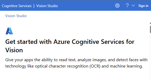 Vision Studio sign-in · Issue #2 · MicrosoftLearning/mslearn-cognitive-vision · GitHub