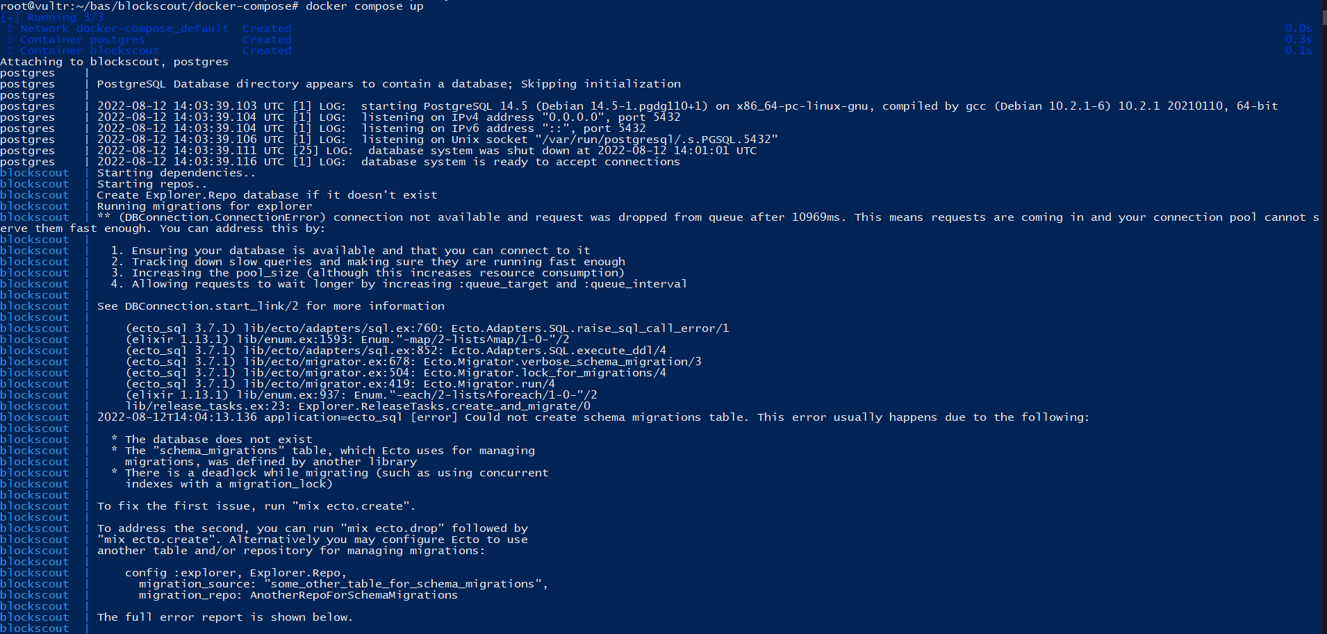 Mix The task "ecto.create" could not be found · Issue #5888 · blockscout/blockscout · GitHub
