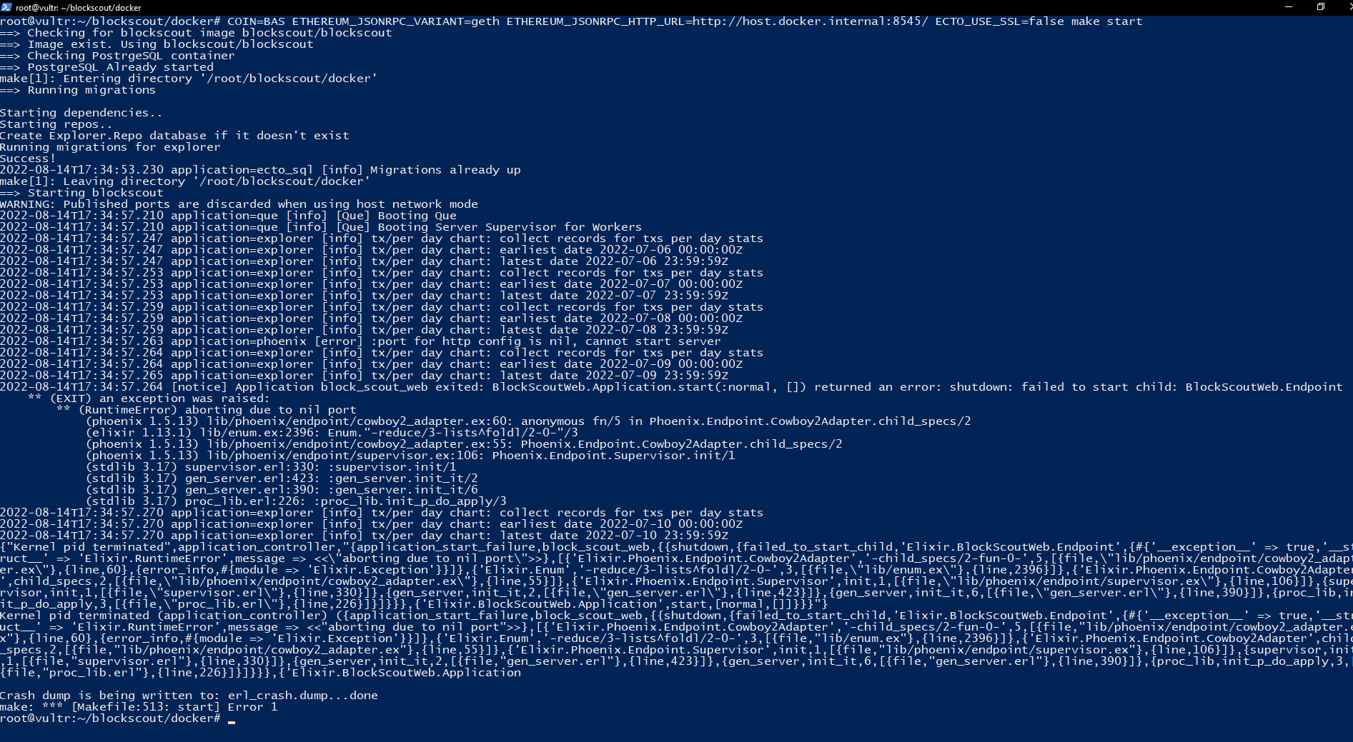 Docker Make Start Issue · Issue 5927 · Blockscoutblockscout · Github