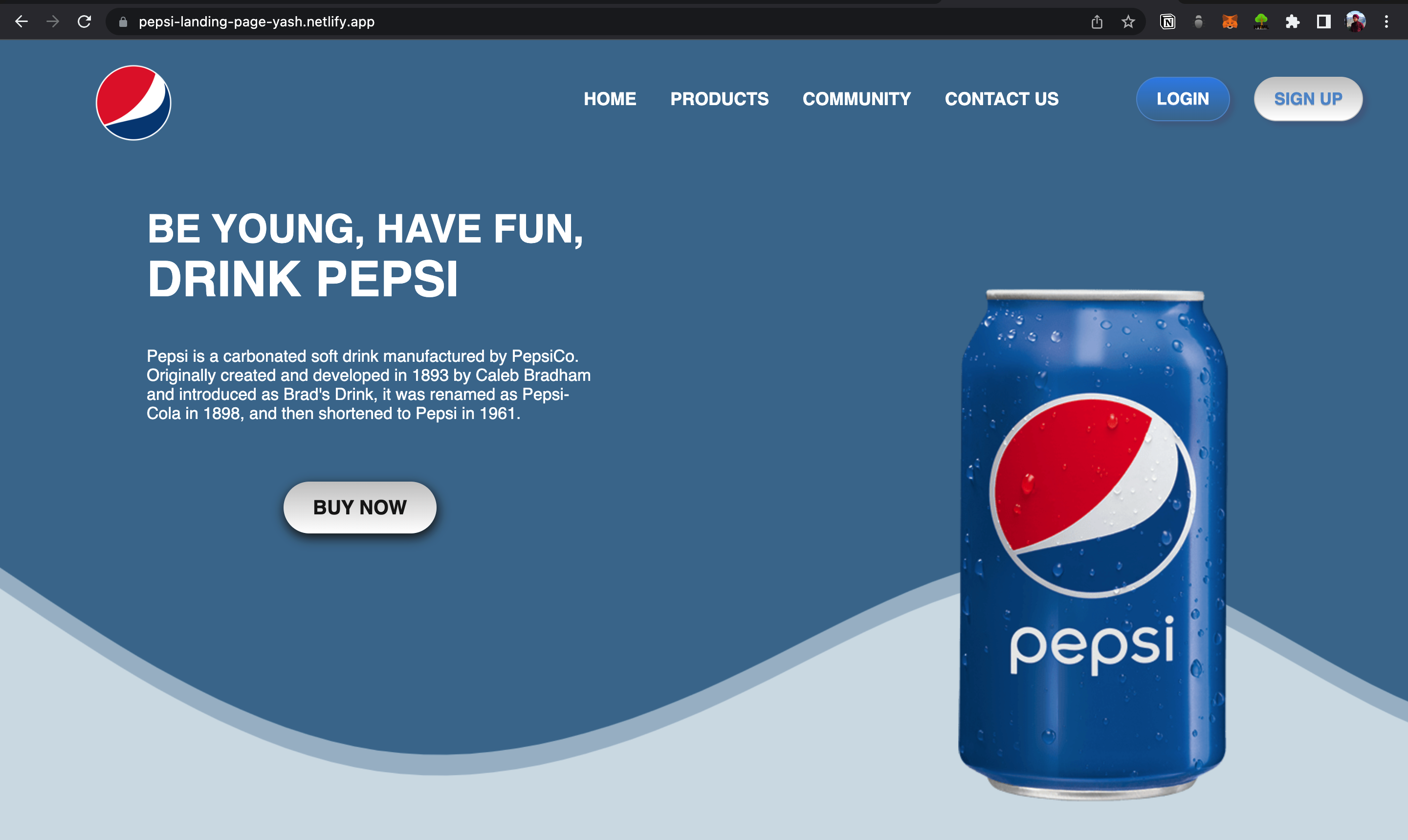 Landing-Page of Pepsi · Issue #985 · TusharKesarwani/Front-End-Projects · GitHub