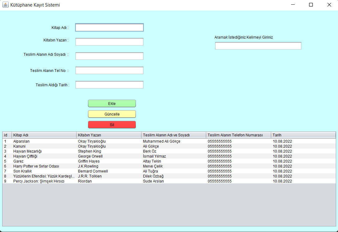 GitHub - maligkc/Java-Ile-Kutuphane-Kayit-Sistemi: Java ve MySQL ...