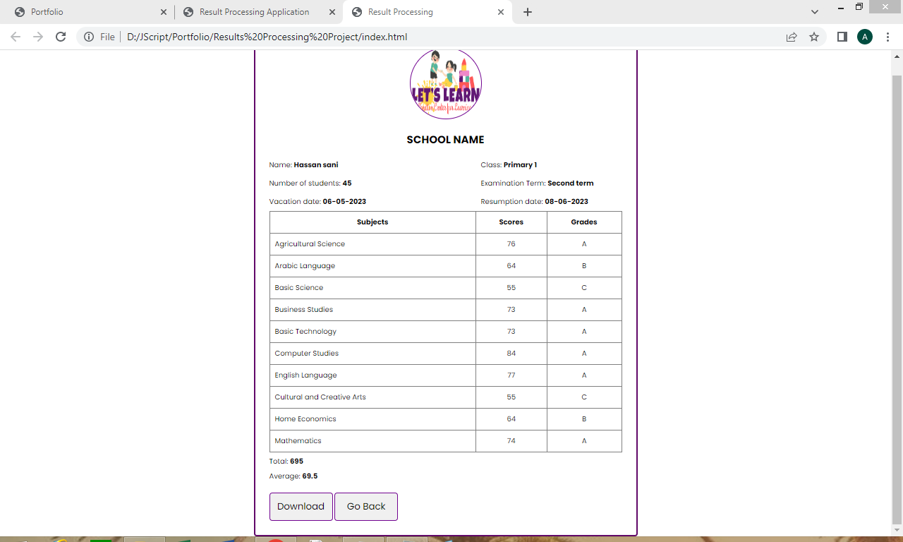 GitHub - aminunawwarah/Result-Processing-Project
