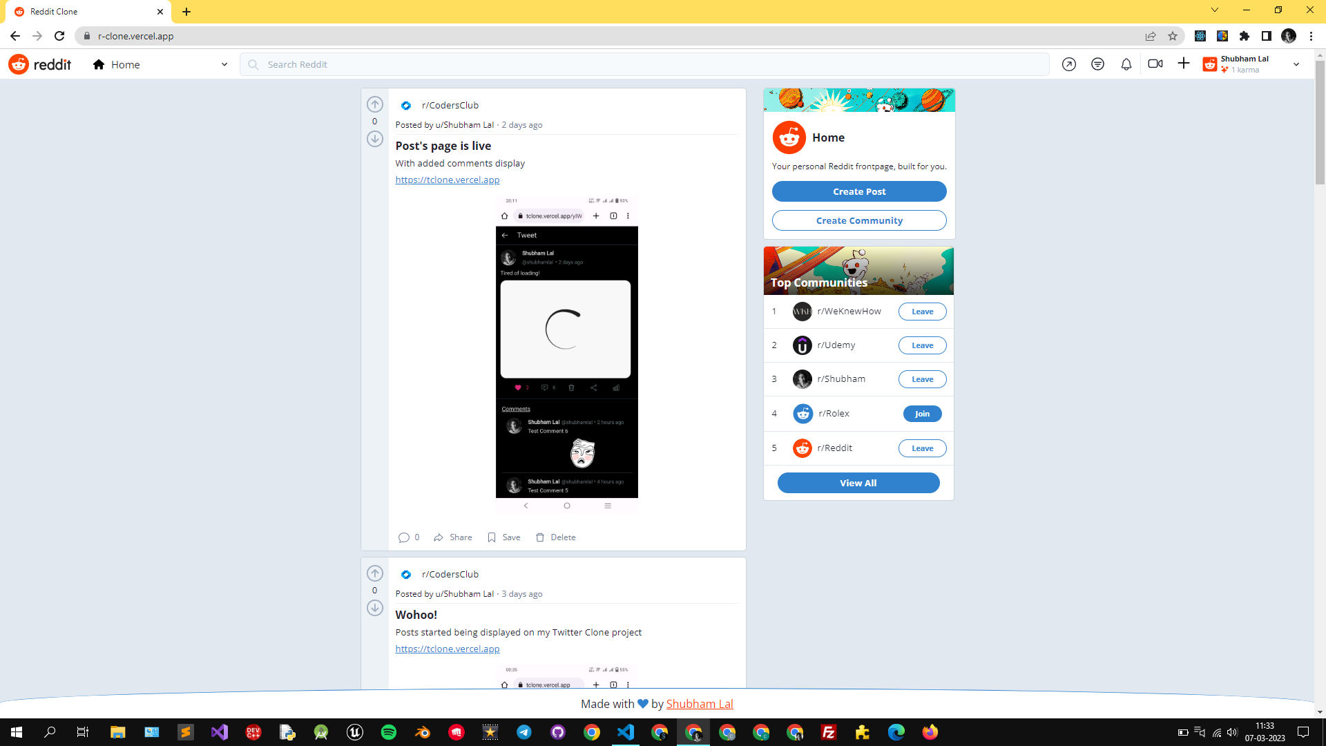 GitHub - Shubham-Lal/Reddit-Clone: Redesigned Reddit Clone with support of as many social media ...