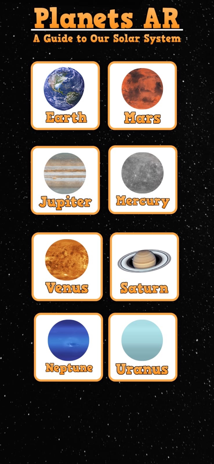 GitHub - kartikf4/PlanetAr: The project brief about how i use the AR ...