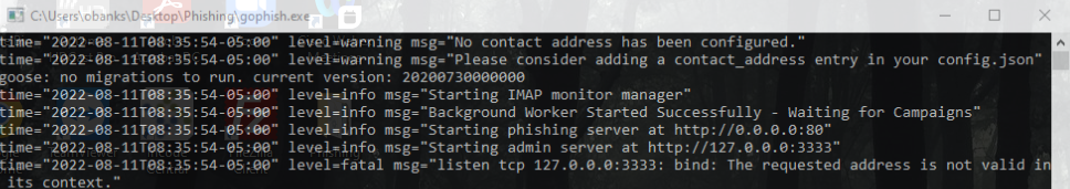 The requested address is not valid in its context · Issue #2551 · gophish/gophish · GitHub