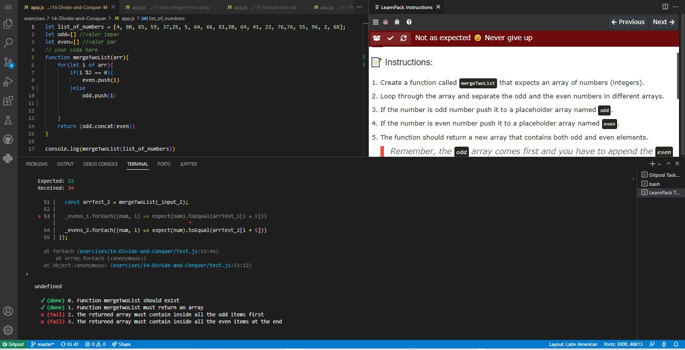 Excercise Bug: 14-Divide-and-Conquer · Issue #1246 · learnpack/learnpack · GitHub
