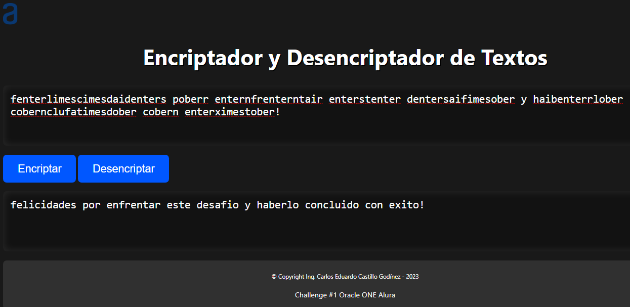 Github Charliecode117sprint 01 Encriptador De Texto Challenge 1 Del Programa Oracle One G4