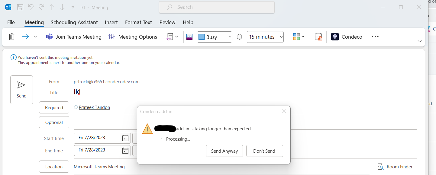Event based add-in - OnAppointmentSend not triggering handler in Outlook windows · Issue #3549 ...