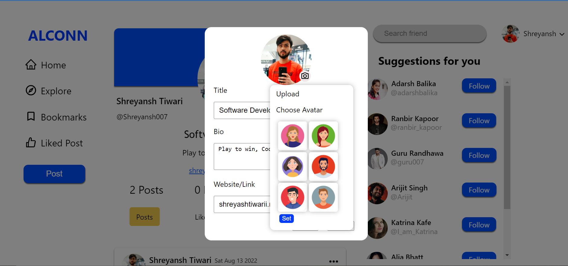 GitHub - Shreyannsh/ALCONN: ALCONN is a modern day Social Media App to connect with people. Hang ...