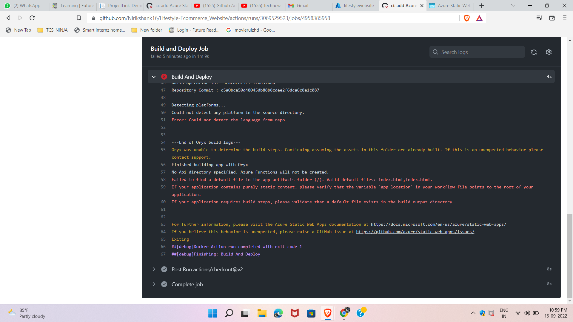 deploymeny failed without reasons · Issue #926 · Azure/static-web-apps · GitHub