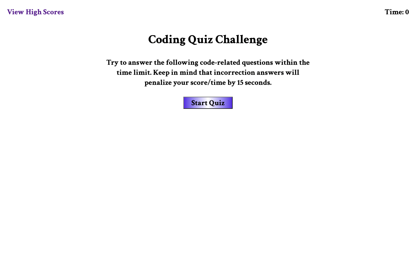 GitHub - heidiwu3388/Code-Quiz: A timed quiz on JavaScript and HTML fundamentals that stores ...