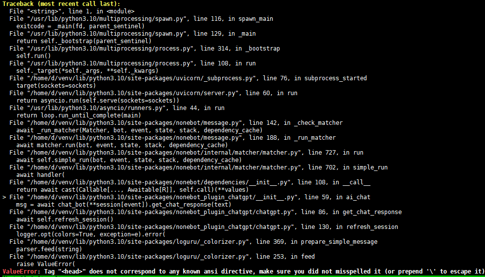 [BUG]: 无法运行，报错Tag " " does not correspond to any known ansi directive, make sure you did not ...