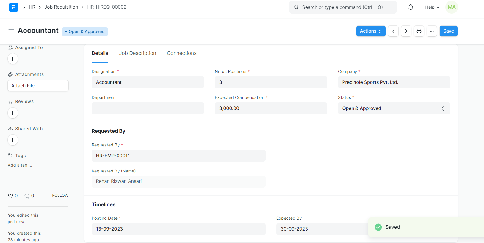 Job Opening Creation · Issue 863 · Frappe Hrms · Github