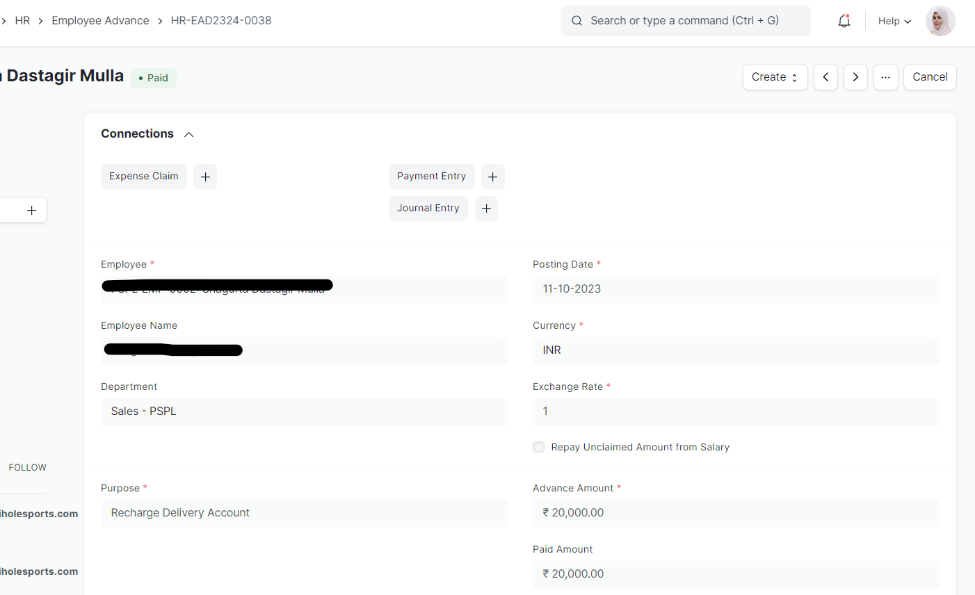 Employee Advance Status Issue · Issue 1001 · Frappehrms · Github 