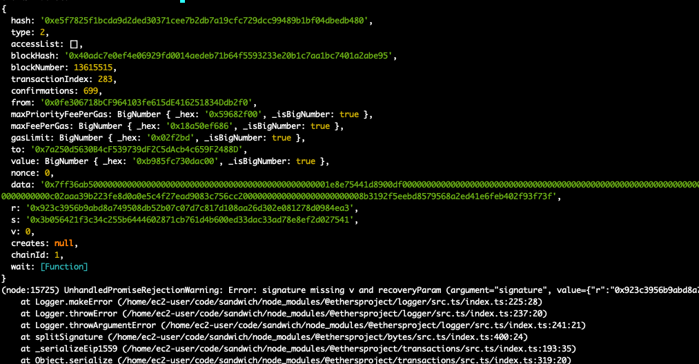 Missing v and recoveryParam only if v is 0. · Issue #2294 · ethers-io/ethers.js · GitHub