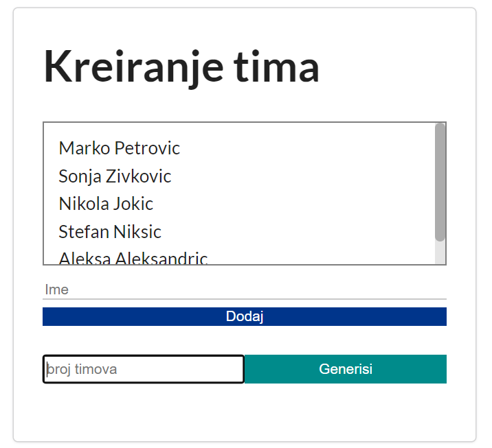 GitHub - veljavml/Kreiranje-Tima: Angular aplikacija