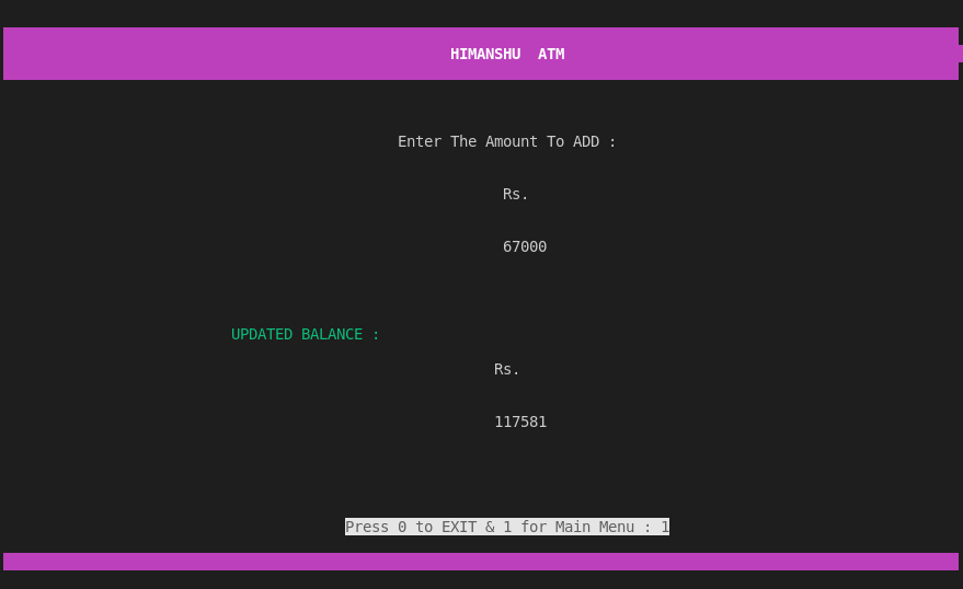 Github Himanshu9000 Atm Project Real Life Atm Working C Software