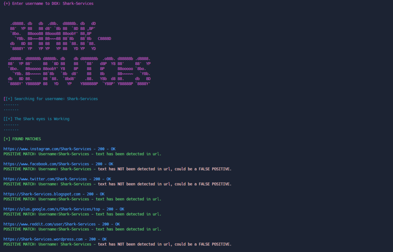 GitHub - H4MOD3/Shark-Services-Doxing: Python: Hunt-Down-Social-Media ...