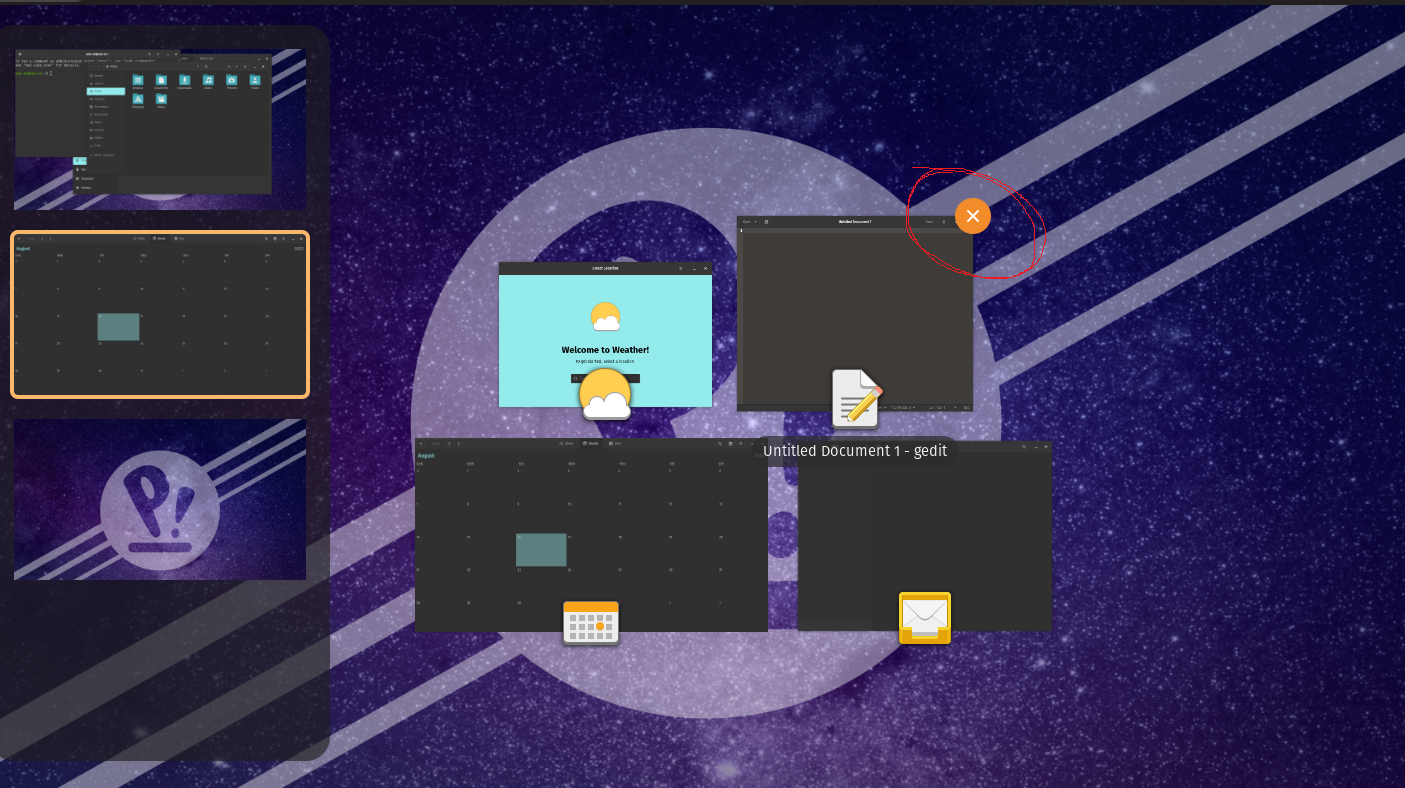 focus in workspaces overview disappears partially or completely using arrow keys to navigate ...