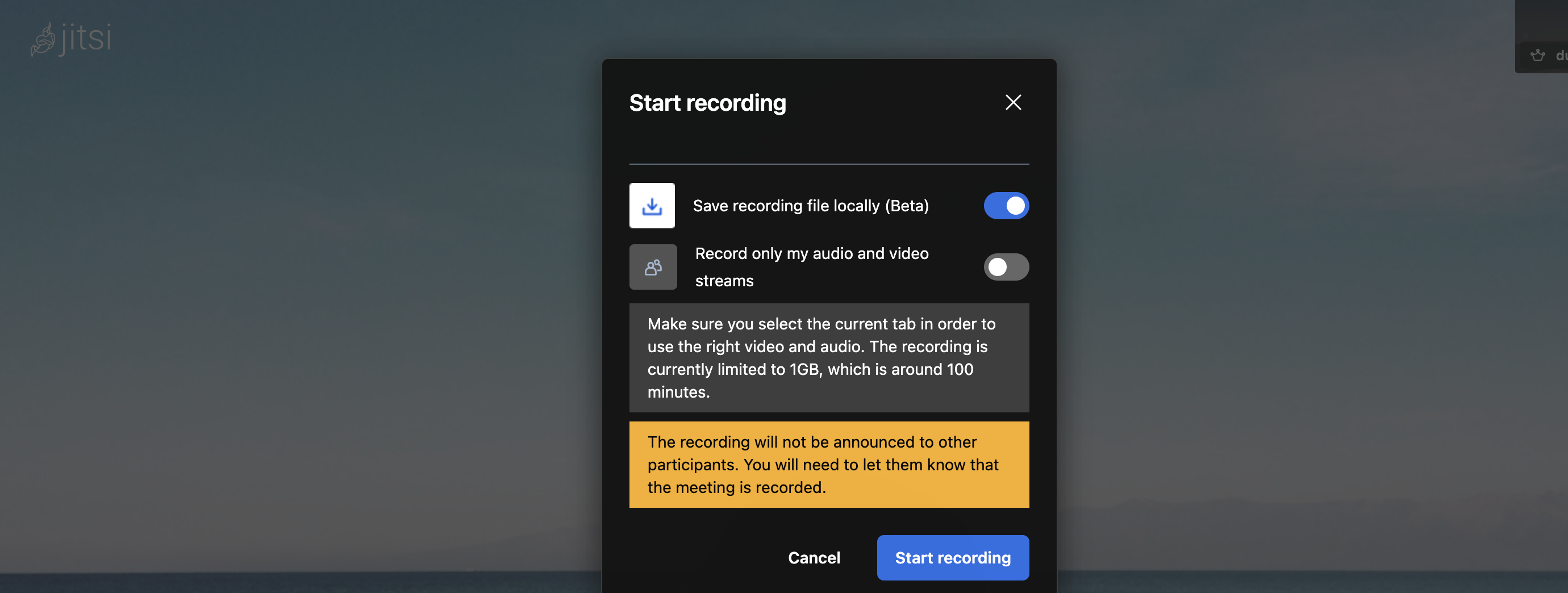 cant toggle "save recording file locally (Beta)" · Issue #1486 · jitsi/docker-jitsi-meet · GitHub