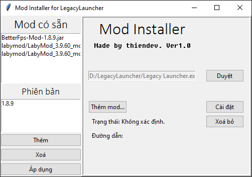 GitHub - thiendev27/Mod-Installer-For-LegacyLauncher: A tool that can help you install mods for ...