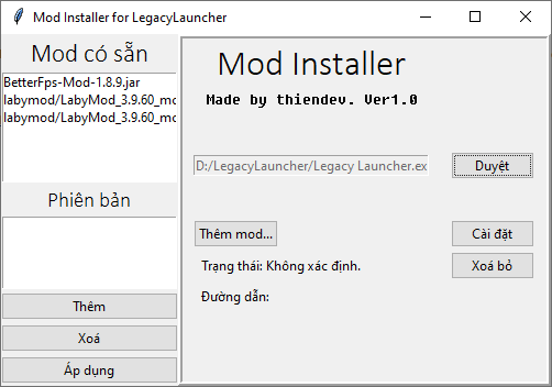 GitHub - thiendev27/Mod-Installer-For-LegacyLauncher: A tool that can help you install mods for ...
