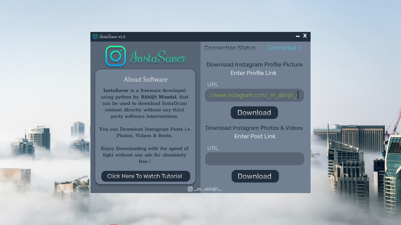 GitHub - abhiiiman/InstaSaver-Python-App: The app uses Instagram API to ...