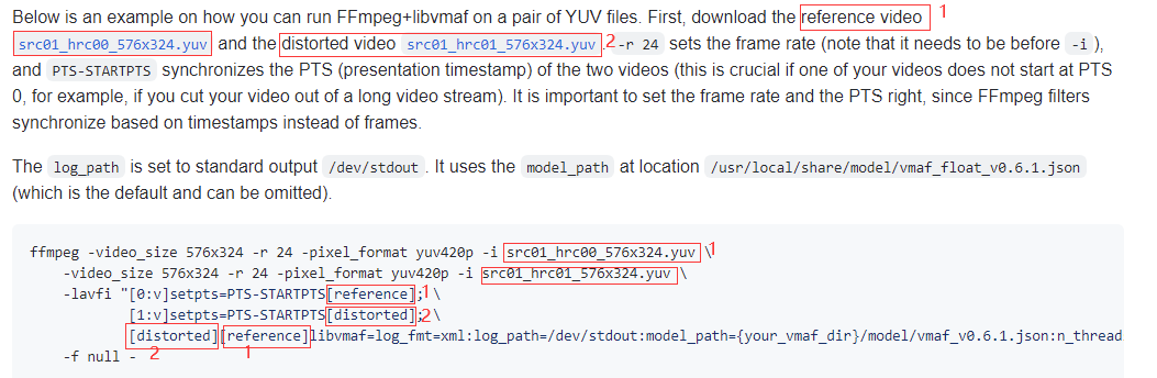 When using vmaf.exe or libvmaf, what are the rules for the writing order of "reference video ...
