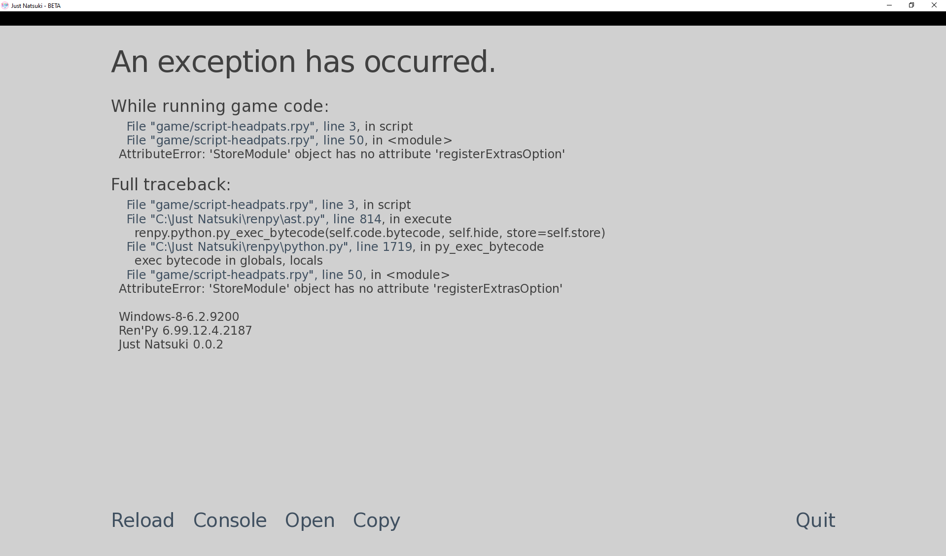 Support Request Some Kind Of Error After Updating To 102 · Issue 511 · Just Natsuki 