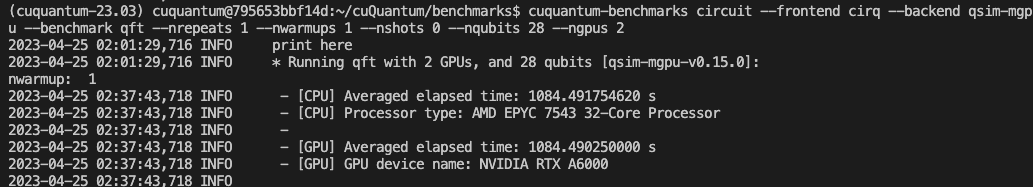 Is speed up using multiple GPUs on qsim-mgpu available? · NVIDIA cuQuantum · Discussion #49 · GitHub