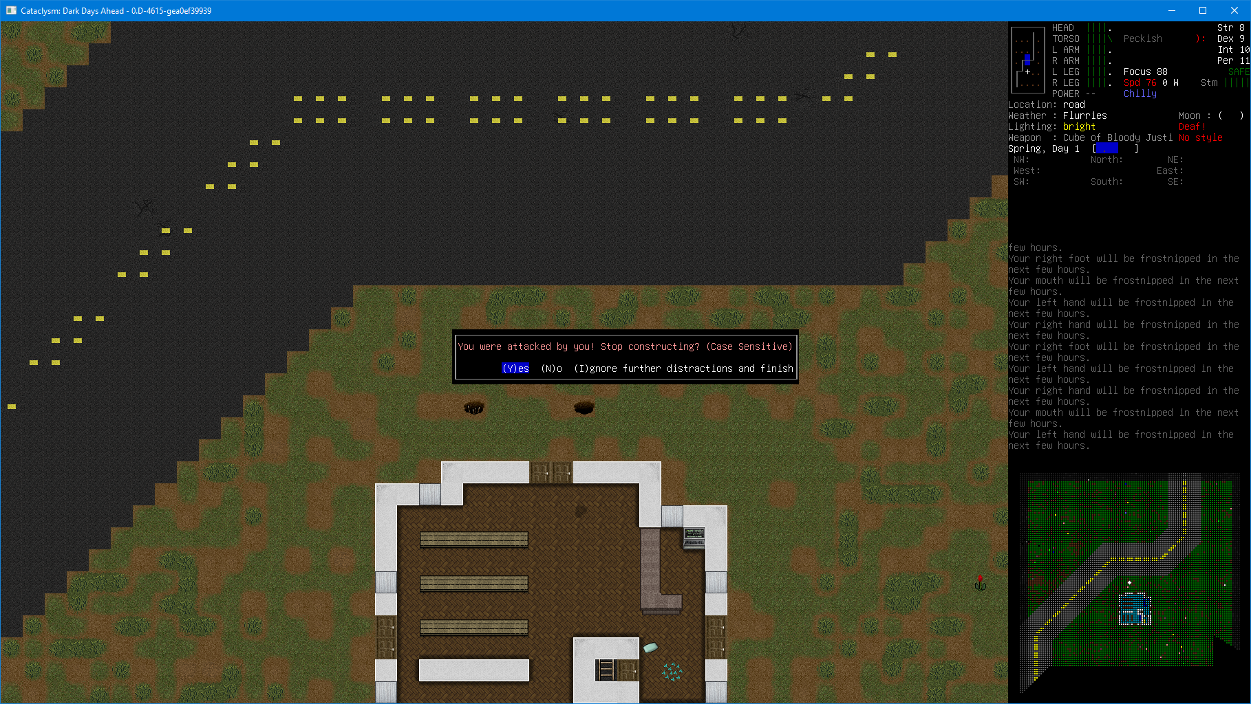 Starting to build spike pit leads to numerous erros and hurting youself ...