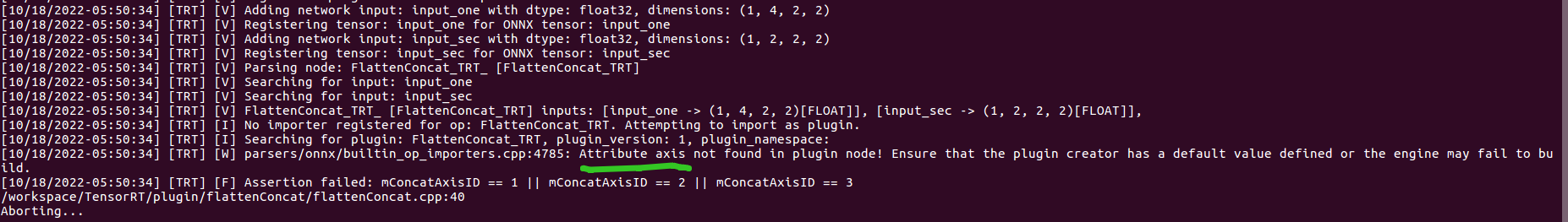 Attribute axis not found in plugin node! Ensure that the plugin creator has a default value ...