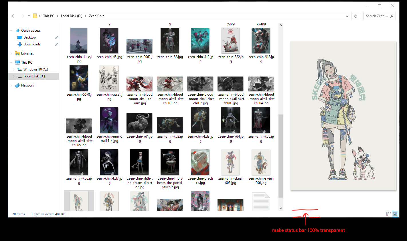 Make File Explorer status bar transparent? (Windows 10) · Issue #94 ...
