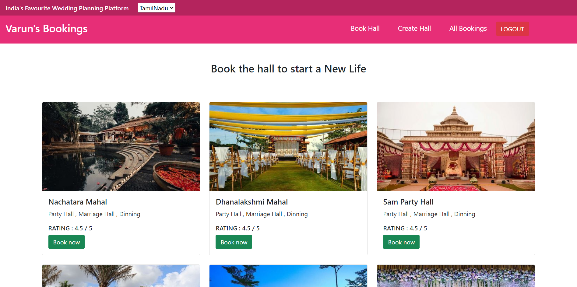 GitHub - VARUNKUMAR2020/HallBooking-FrontEnd: Functionality done with React JS