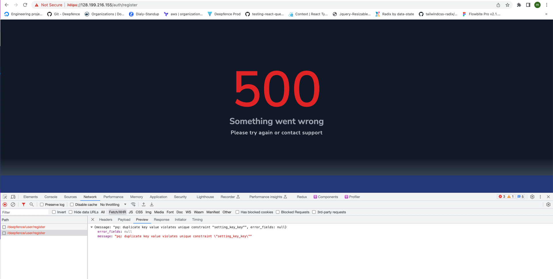[v2] Register new user fails with 500 error code · Issue #1356 · deepfence/ThreatMapper · GitHub