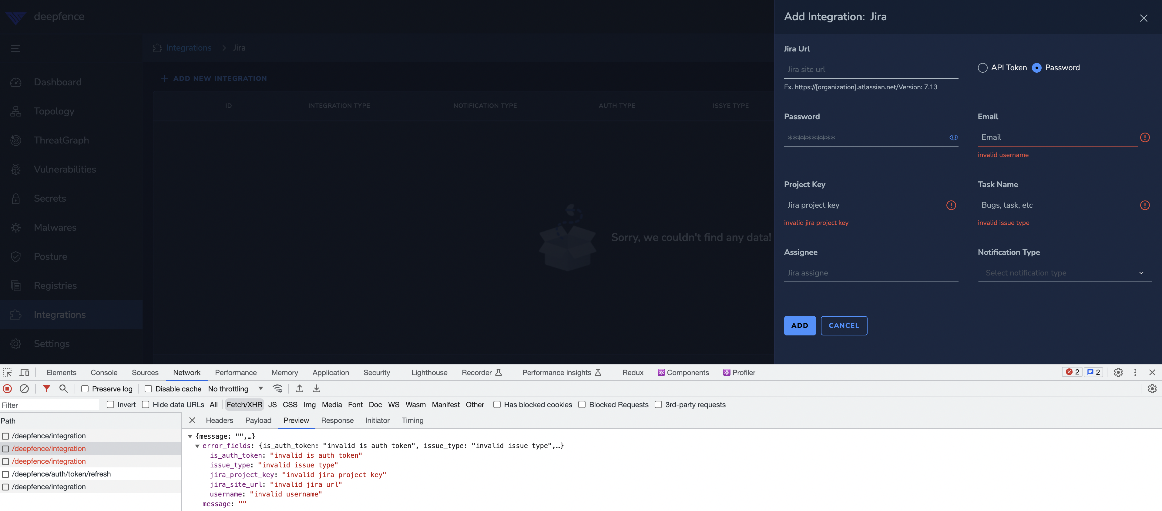 [V2]: Integration has missing field validations · Issue #1369 · deepfence/ThreatMapper · GitHub